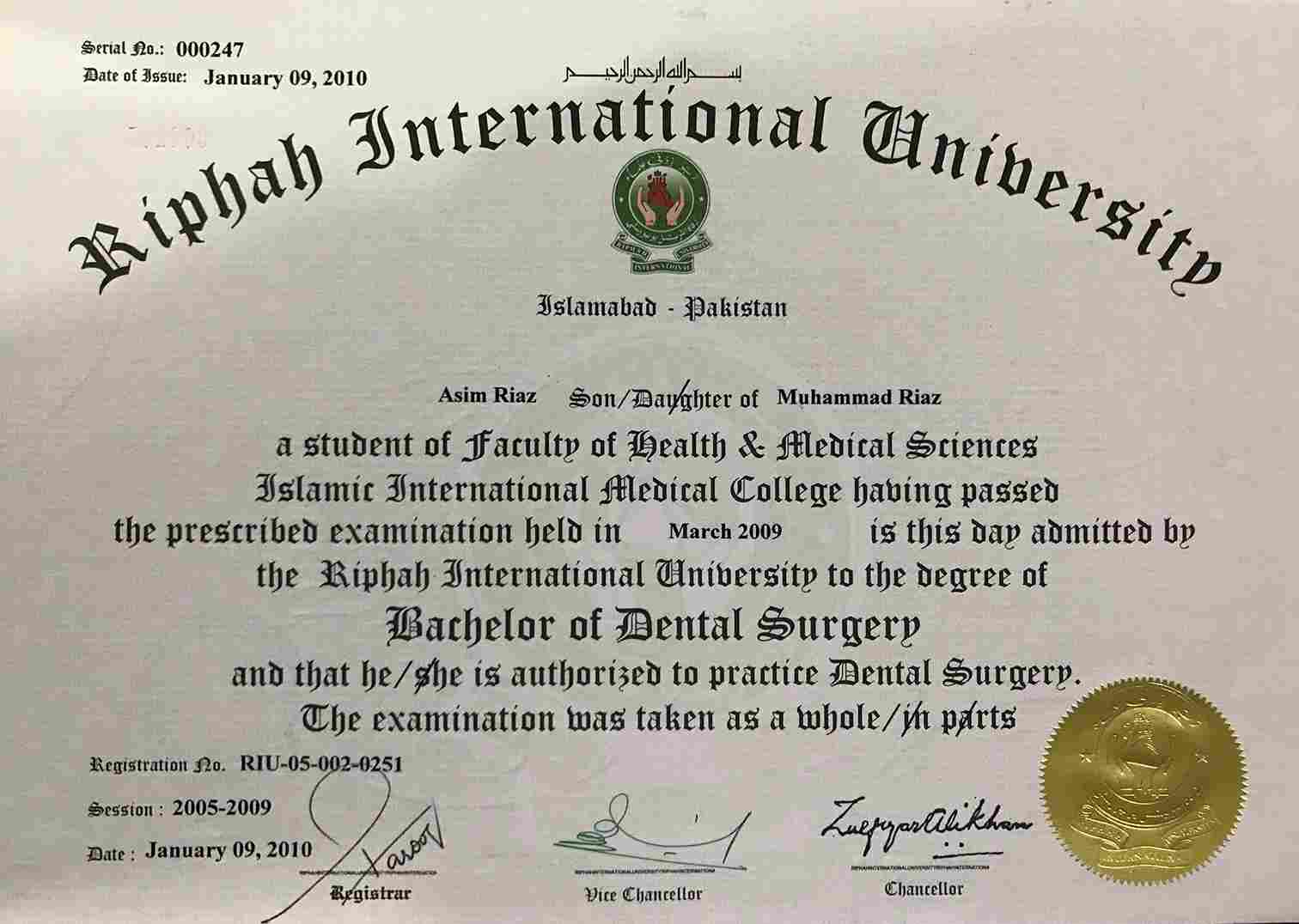 Doctor Degrees & Licensees - Oradent Clinic